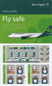 Safety Card: Airbus A320 (Aer Lingus, IrelandCol:EIN-IE-0015