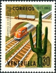 Stamp: Cactus, Train and Truck (Venezuela(Department of Industrial ...