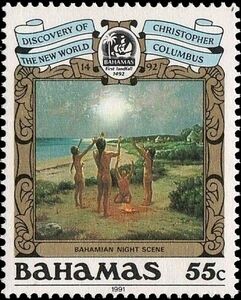Sello: Natives on the Beach (Bahamas(Descubrimiento de América 1930) Mi ...