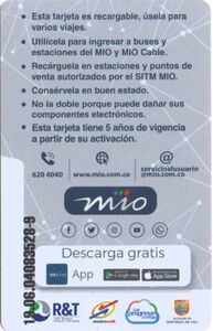 Transport Ticket: Pasajero Mio Multiple (Transportes MIO, Colombia ...