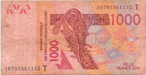 Banknote: 1,000 Francs CFA (West African States(T for Togo) Wor:P-815 Ti