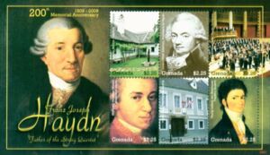 切手: Joseph Haydn (グレナダ(Joseph Haydn (1732-1809)) Mi:GD 6151-6156KB,Sn ...
