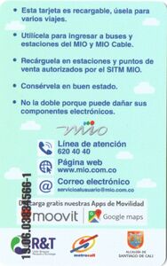 Transport Ticket: Pasajero MIO (Transportes MIO, ColombiaCol:CO-MIO-012