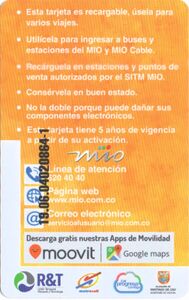 Transport Ticket: Pasajero MIO (Transportes MIO, ColombiaCol:CO-MIO-017