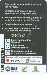 Transport Ticket: Pasajero MIO (Transportes MIO, ColombiaCol:CO-MIO-021