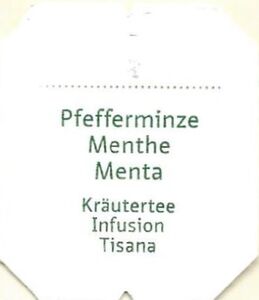 Thee label: Pfefferminze, Menthe, Menta (Migros Bio, Zwitserland(White ...