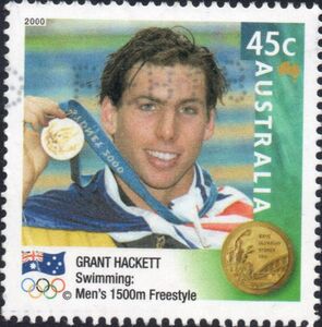 Stamp: Grant Hackett Men's 1500 Freestyle, offset (Australia(Summer ...
