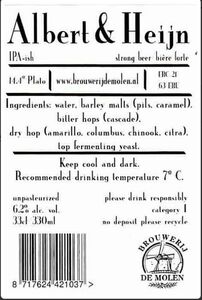 Drink Label: Albert & Heijn IPA-ish (Brouwerij de Molen, NetherlandsCol ...