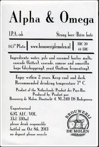 Drink Label: Alpha & Omega IPA-ish (Brouwerij de Molen, NetherlandsCol ...