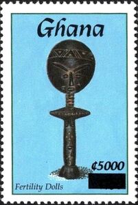 Stamp: Fertility Doll overprint (Ghana) (Fertility Dolls) Mi:GH 3878,Sn ...