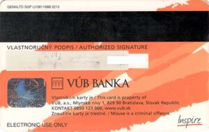 Bank Card: VÚB BANKA - Visa pay Wave - Inspire (Všeobecná úverová banka ...
