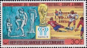 Stamp: Greek ball game from the 5th century BC and modern football ...