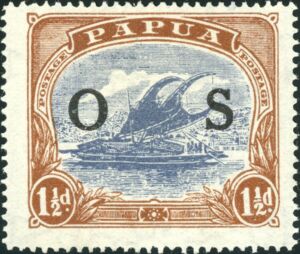 Stamp: Lakatoi - Black overprint OS (Papua(Official II) Mi:PG-PA DII3 ...