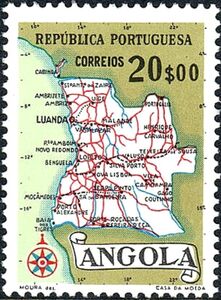 Briefmarke: Map of Angola (Angola(Map of Angola) Mi:AO 399,Sn:AO 393,Yt ...