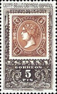 Stamp: 1865 2 Real Stamp (Spain(Centenary of Spanish Perforated Stamps ...