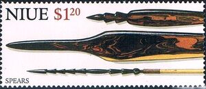 Stamp: Spears (Niue(Ancient Weapons) Mi:NU 915,Sn:NU 722,Yt:NU 695,Sg ...