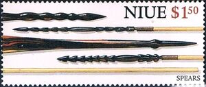 Stamp: Spears (Niue) (Ancient Weapons) Mi:NU 916,Sn:NU 723,Sg:NU 852