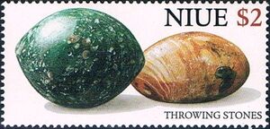Stamp: Throwing stones (Niue(Ancient Weapons) Mi:NU 917,Sn:NU 724,Sg:NU 853