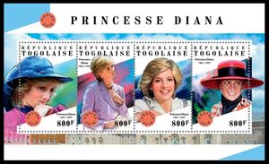 Stamp: Princess Diana (Togo(Princess Diana (2018)) Mi:TG 9126-9129KB,Yt:TG 6348-6351