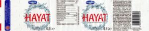 Drink Label: Hayat natural mineral water (Danone Hayat İçecek A.Ş ...