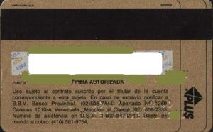 Bank Card: BBV Banco Provincial (Banco Provincial, VenezuelaCol:VE-VI-0119