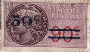 Stamp: Timbre fiscal 0,50/0,90 (France: Revenue Stamps(Timbre Fiscal ...