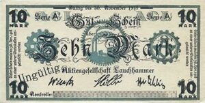 Banknote: 10 Papiermark (German Notgeld(Lauchhammer) Gei:309.02M