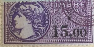 Stamp: Timbre fiscal (France: Revenue Stamps(Timbre Fiscal) Yt:FR TF410 📮