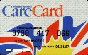 Functional Card: British Columbia Care Card (Insurance, Canada(Care ...