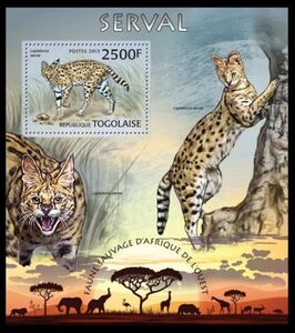 Stamp: Serval (Leptailurus serval) (Togo(West African Fauna - Serval ...