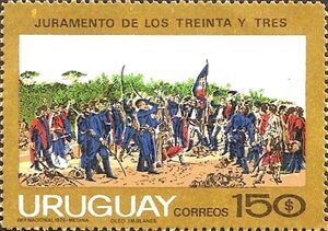 Timbre: "The oath of the 33", painting by Blanes (Uruguay(Liberation ...