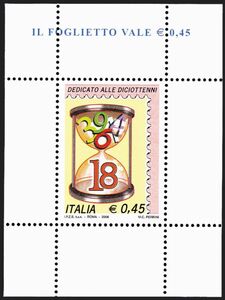 Stamp: 18 Years Girls souvenir sheet (Italy(Stamps for the eighteen ...
