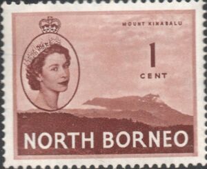 Stamp: Mount Kinabalu (North Borneo(Queen Elizabeth II Pictorials 1954 ...