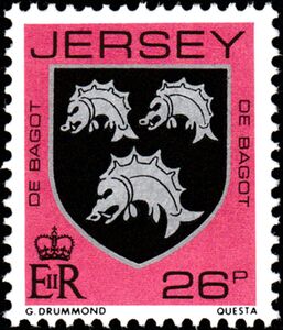 Stamp: Arms of the "De Bagot" Family (Jersey(Definitive Series 1981 ...