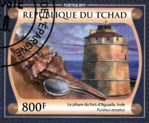 Stamp: Aguada Lighthouse, Closter Spindle (Fusinus ansatus) (Chad ...