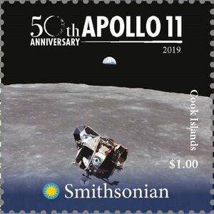 Stamp Moon Landing 50th Anniversary Lunar Module Cook Islands Moon