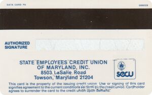 Bank Card: SECU of MD Visa (State Employees Credit Union of Maryland ...