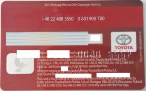 Bank Card: Toyota Bank (Toyota Bank, PolandCol:PL-VI-0210.03
