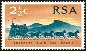 Stamp: Mail Coach from 1869 (South Africa(100 years stamps of the South ...