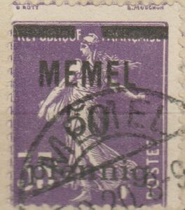 Stamp: The Sower, Surcharged and Overprinted 'MEMEL' (Memel Territory ...