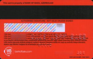 Bank Card: Bolkart (Bank of Baku, AzerbaijanCol:AZ-MC-0018