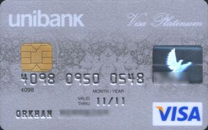 Bank Card: Visa Platinum (Unibank, AzerbaijanCol:AZ-VI-0013