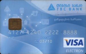 Bank Card: Visa Electron (TBC Bank, GeorgiaCol:GE-VE-0001.02