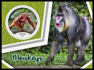 Stamp: Bornean Orangutan (Pongo pygmaeus) (Maldives(Monkeys (2019)) Mi ...