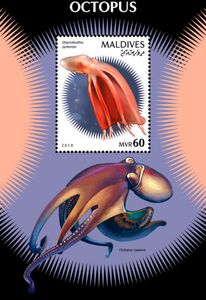 Stamp: Stauroteuthis syrtensis (Maldives(Octopus (2019)) Mi:MV BL1280 ...