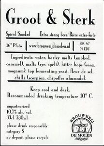 Drink Label: Groot & Sterk (Brouwerij de Molen, NetherlandsCol:NL-BEER ...