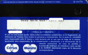 Tarjeta de Banco: Debito Cirrus-Maestro (Bancolombia, ColombiaCol:CO-MS ...