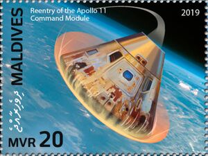 Stamp: Reentry of the Apollo 11 Command Module (Maldives(Apollo 11 ...