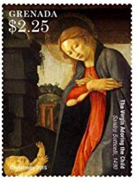 Марка: The Virgin Adoring the Child, by Botticelli (Гренада(Christmas ...