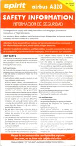 Safety Card: airbus A320 (Spirit, United States of AmericaCol:NKS-US-0001